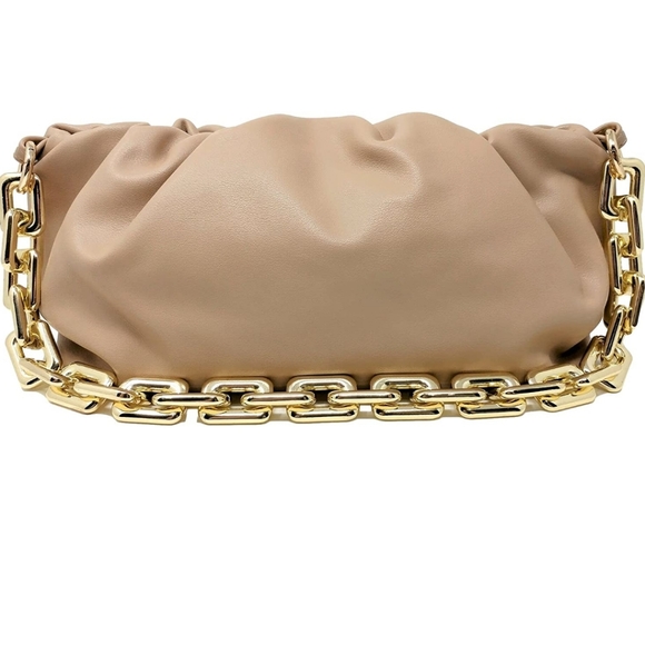 Bags | Beige Chain Pouch Bag | Poshmark